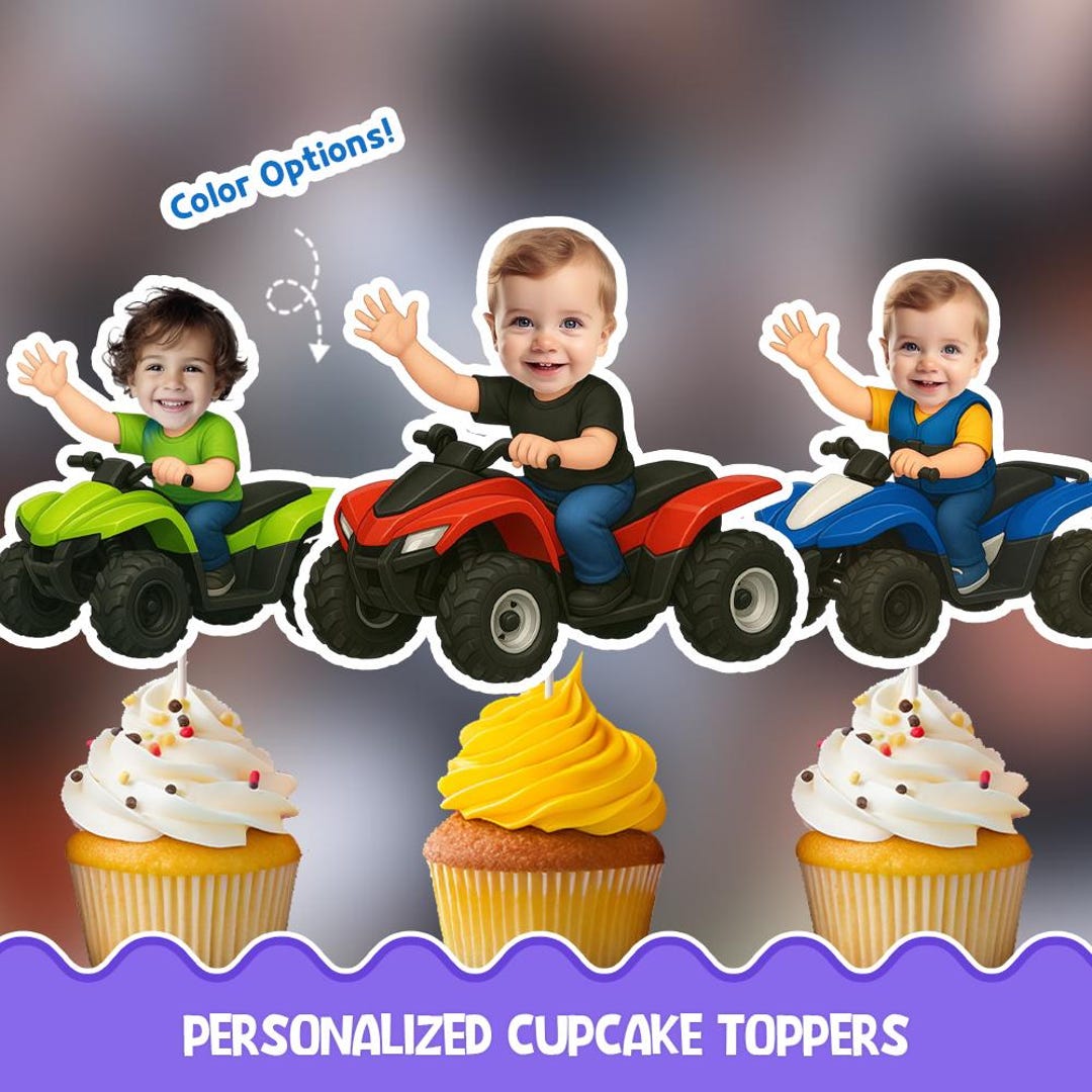 ATV Quad Bike Personalized Cupcake Toppers - Physical Cupcake Toppers ...
