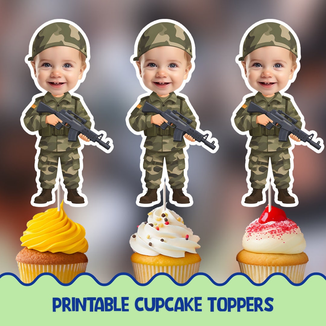 Soldier Personalized Face Cupcake Toppers - Etsy
