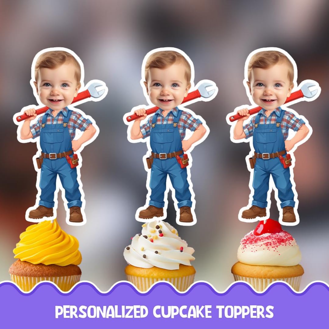 Plumber Personalized Cupcake Toppers - Physical Cupcake Toppers Set - Etsy