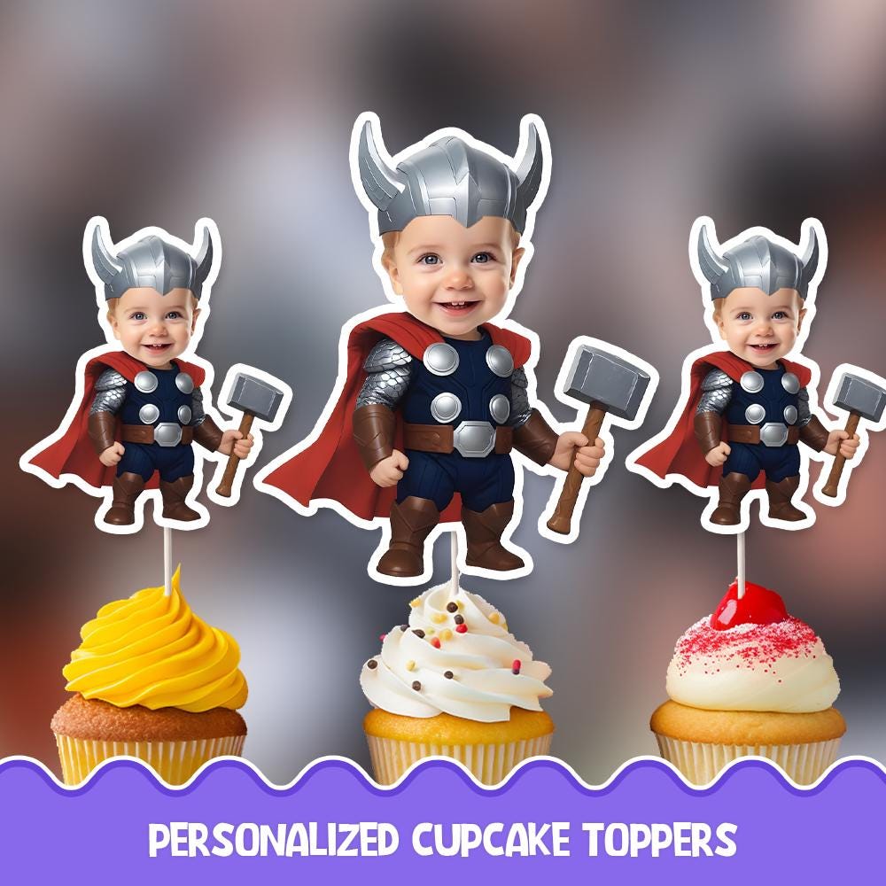 Thor Personalized Cupcake Toppers - Physical Cupcake Toppers Set - Etsy