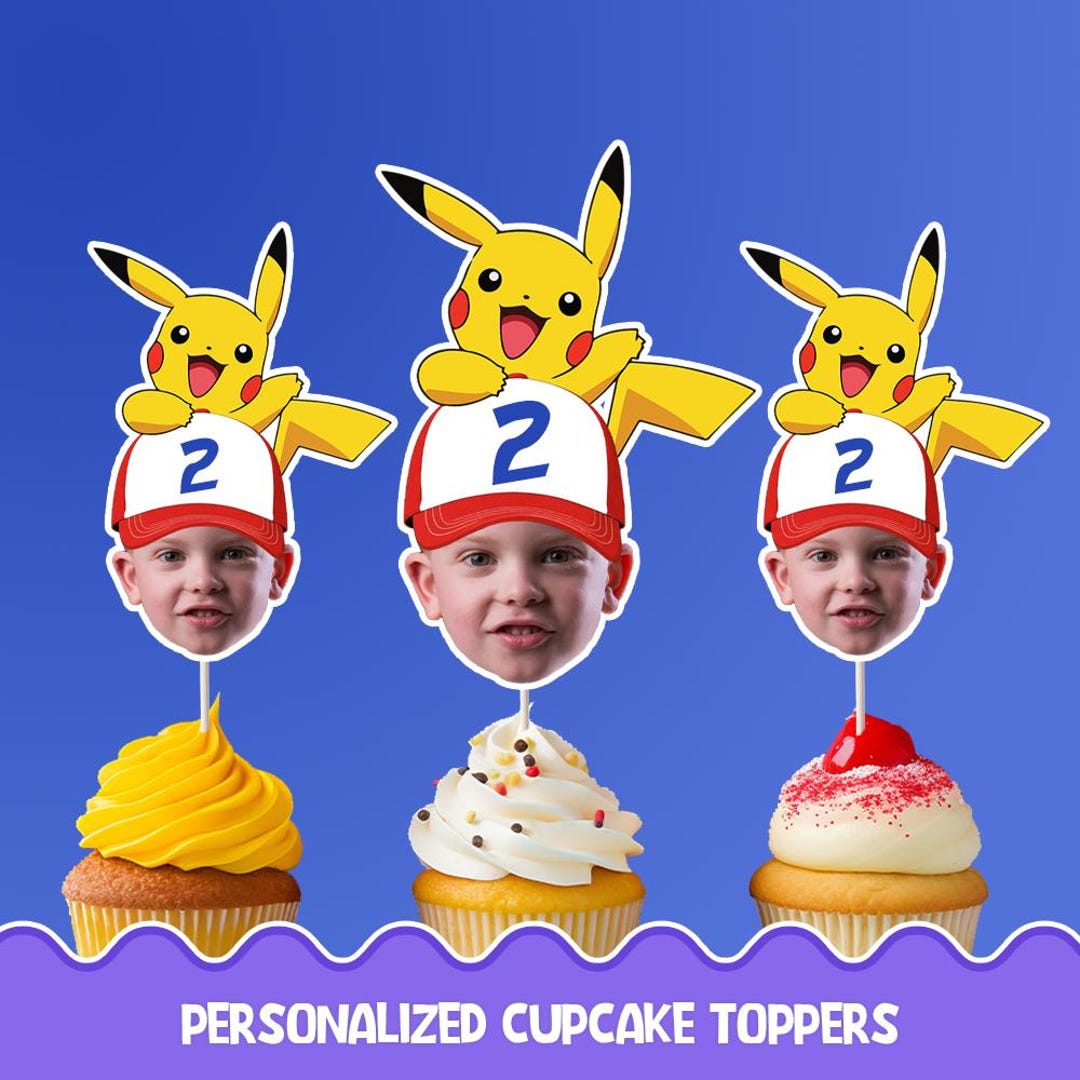 Pikachu Personalized Cupcake Toppers - Physical Cupcake Toppers Set - Etsy