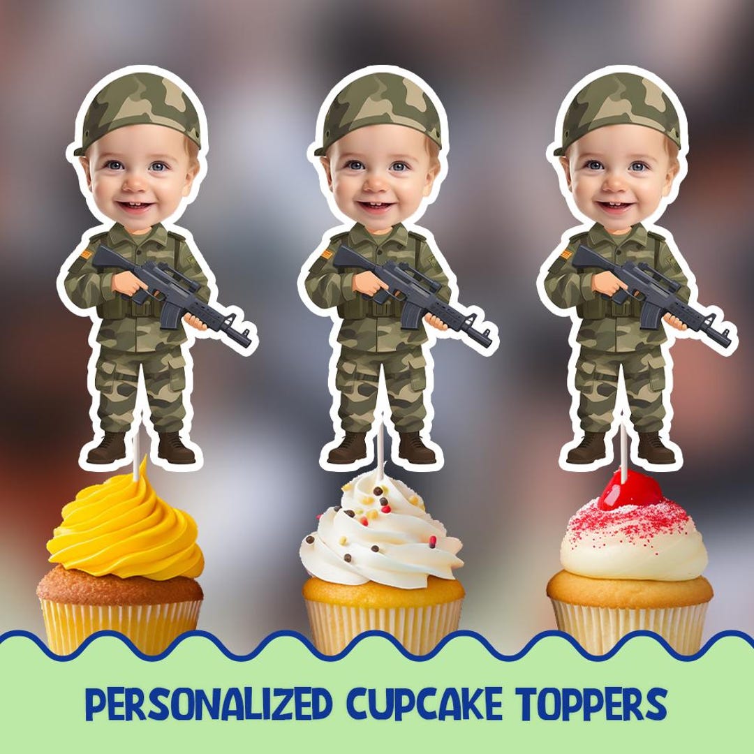 Soldier Personalized Cupcake Toppers - Physical Cupcake Toppers Set - Etsy