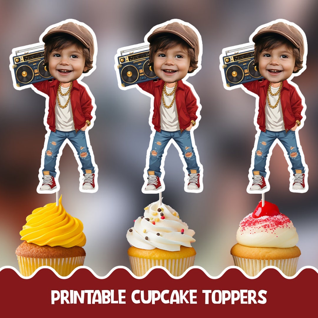 Hiphop Rapper Personalized Face Cupcake Toppers - Etsy