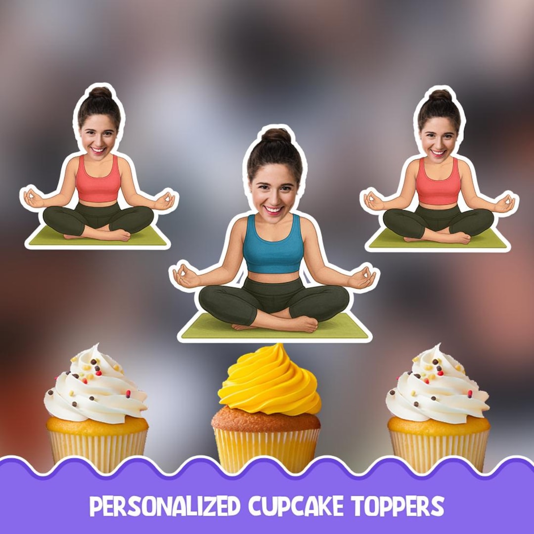 Yoga Personalized Cupcake Toppers - Physical Cupcake Toppers Set - Etsy