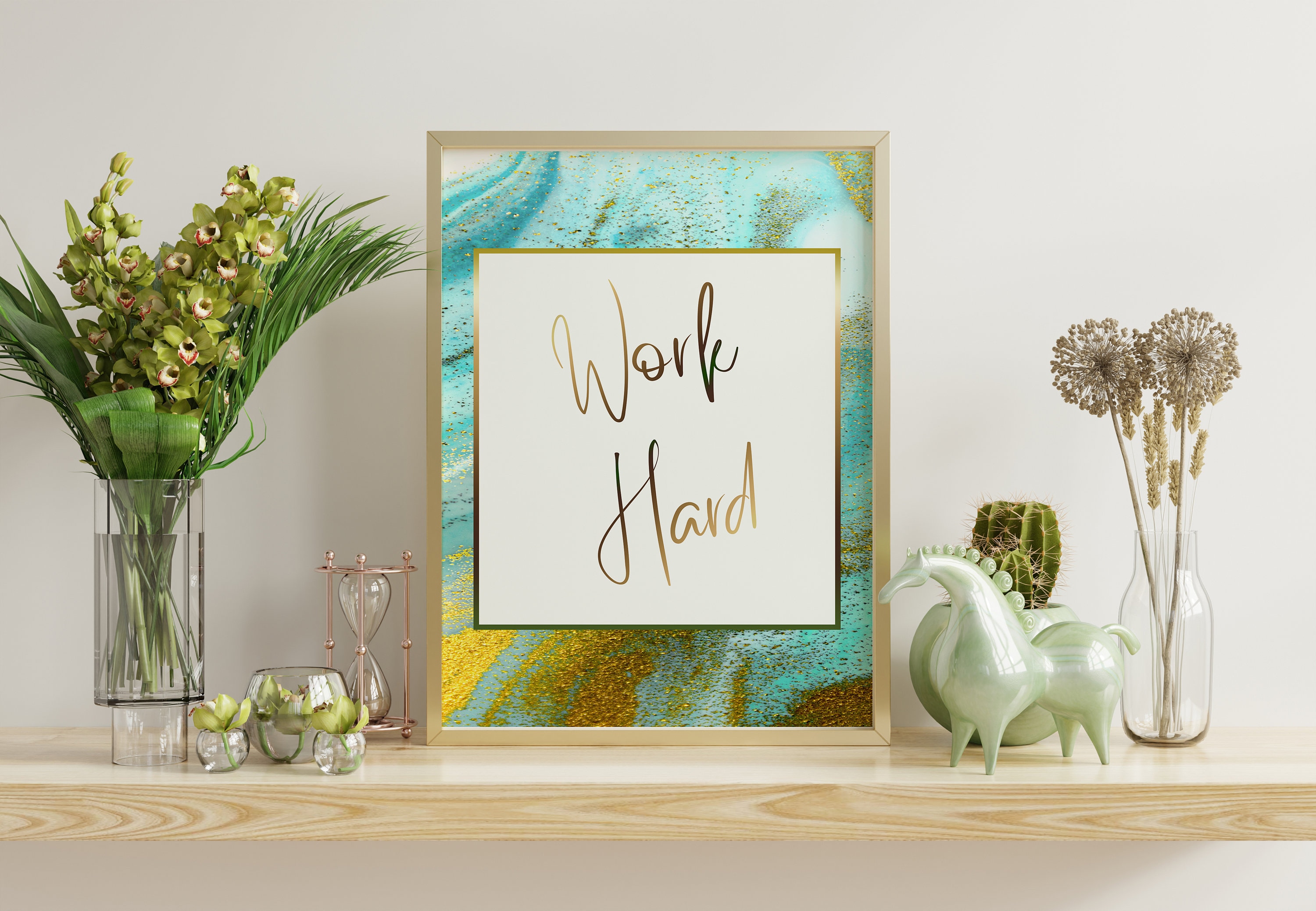 Success Wall Art, Work Hard Make It Happy Wall Art, Digital ...