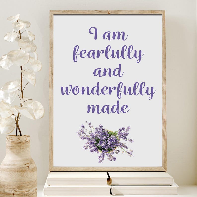 I Am Fearfully and Wonderfully Made Print: Scripture Flower Art ...