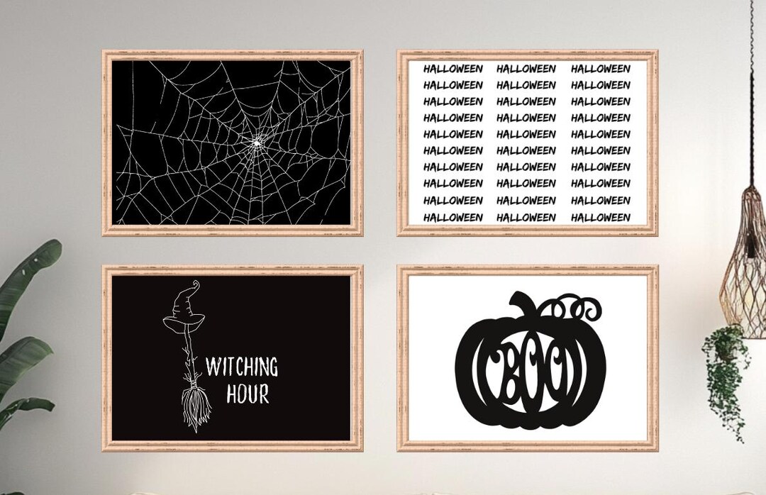 Halloween Poster Set: Spooky Witch, Spider Web, Pumpkin Designs ...
