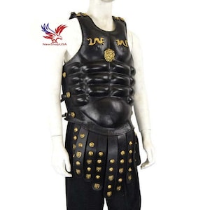 Leather Muscle Body Armour Cuirass With Brass Accents With Leather ...