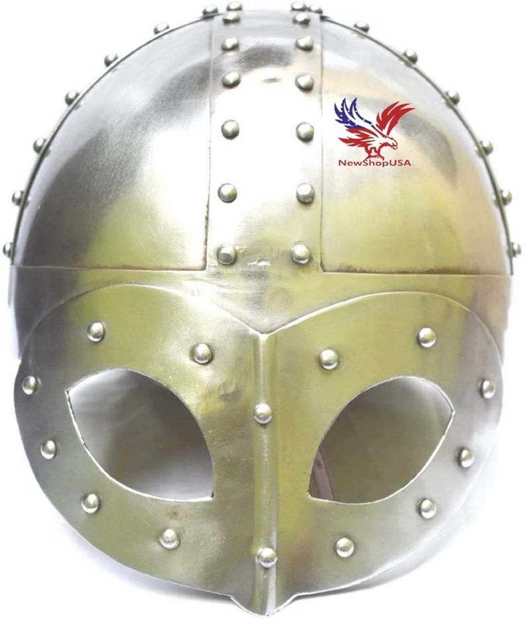 Medieval New Viking Mask Knight Deluxe Helmet FREE Liner Wooden Stand ...