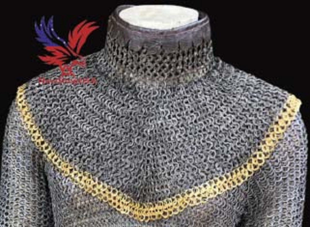 Chainmail Aventail Flat Riveted With Washer With 3 Line Brass - Etsy