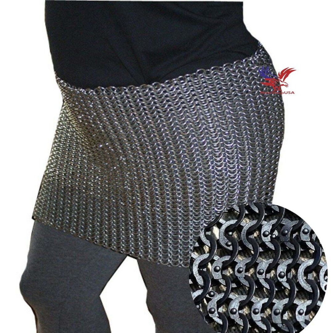 Medieval New Chainmail Skirt 9 Mm Flat Riveted With Washer Mild Steel ...