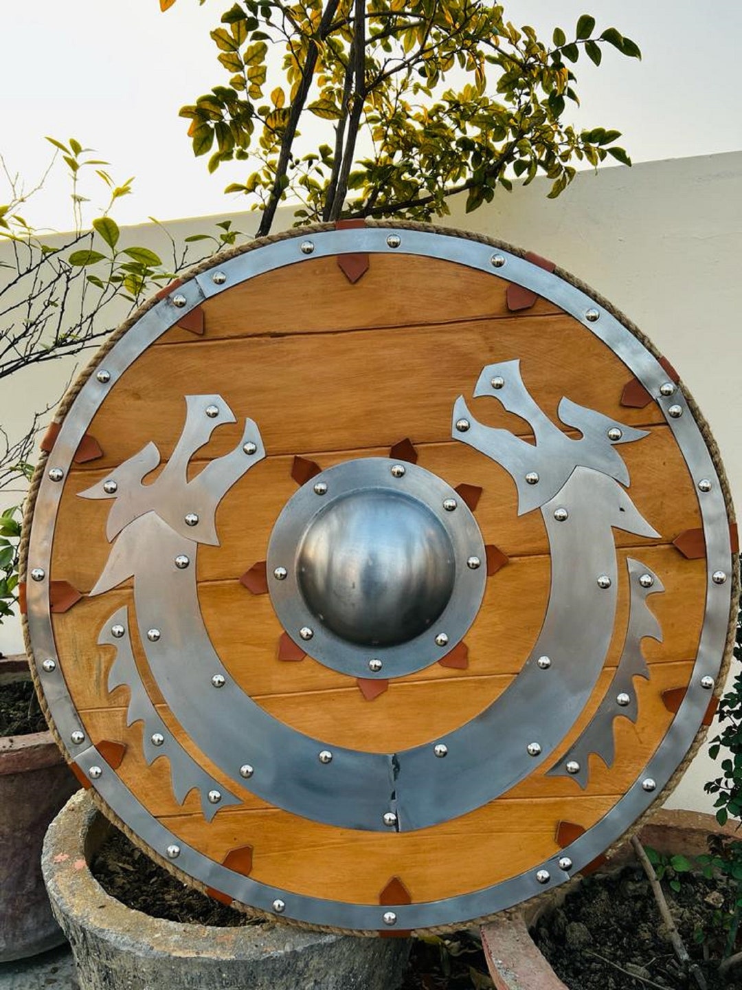 Medieval Dragon Shield, Round Shield, Viking Round Shield, Cosplay ...