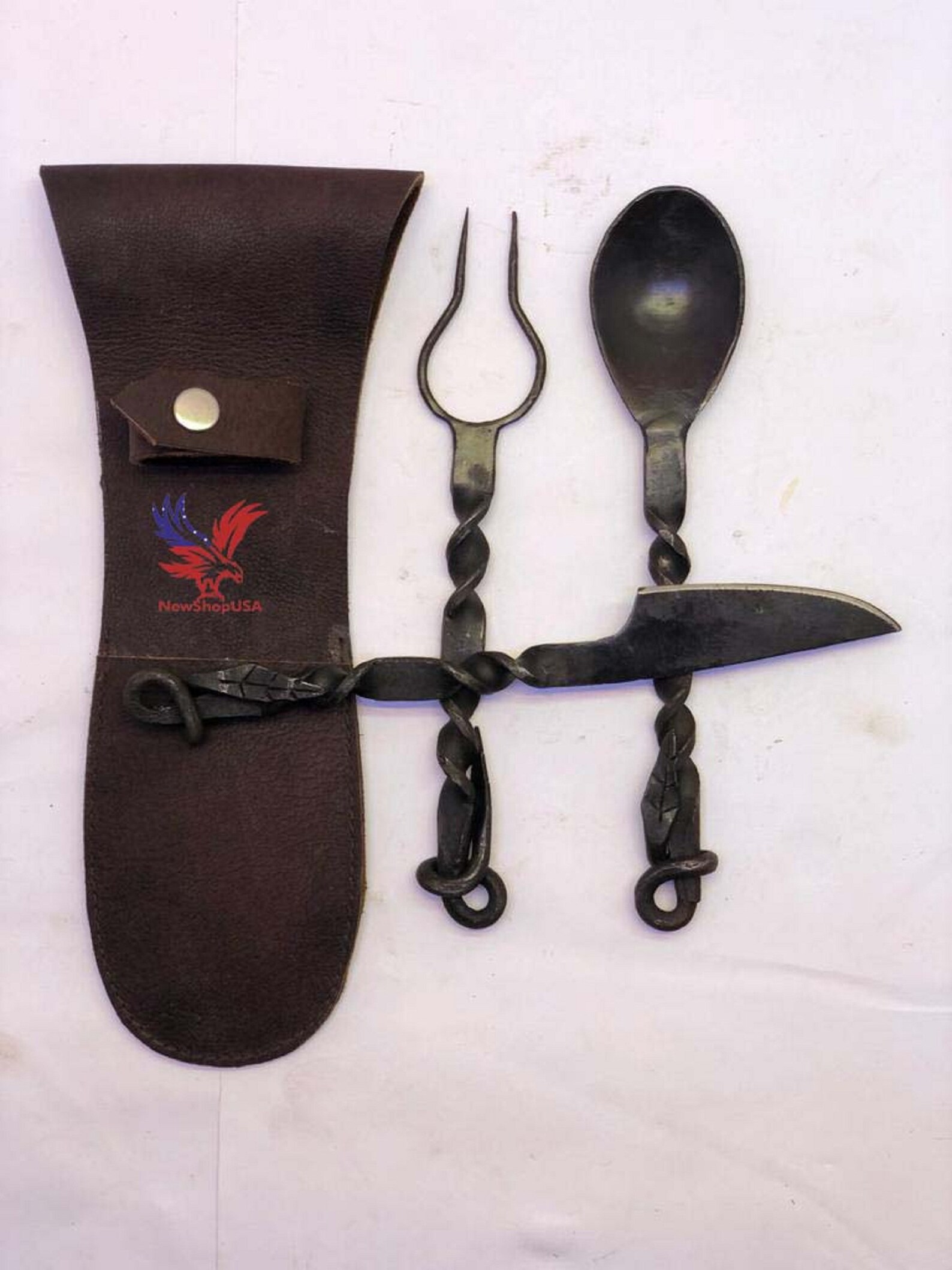 Medieval Hand Forged Cutlery Unique Set of Iron Free Leather - Etsy