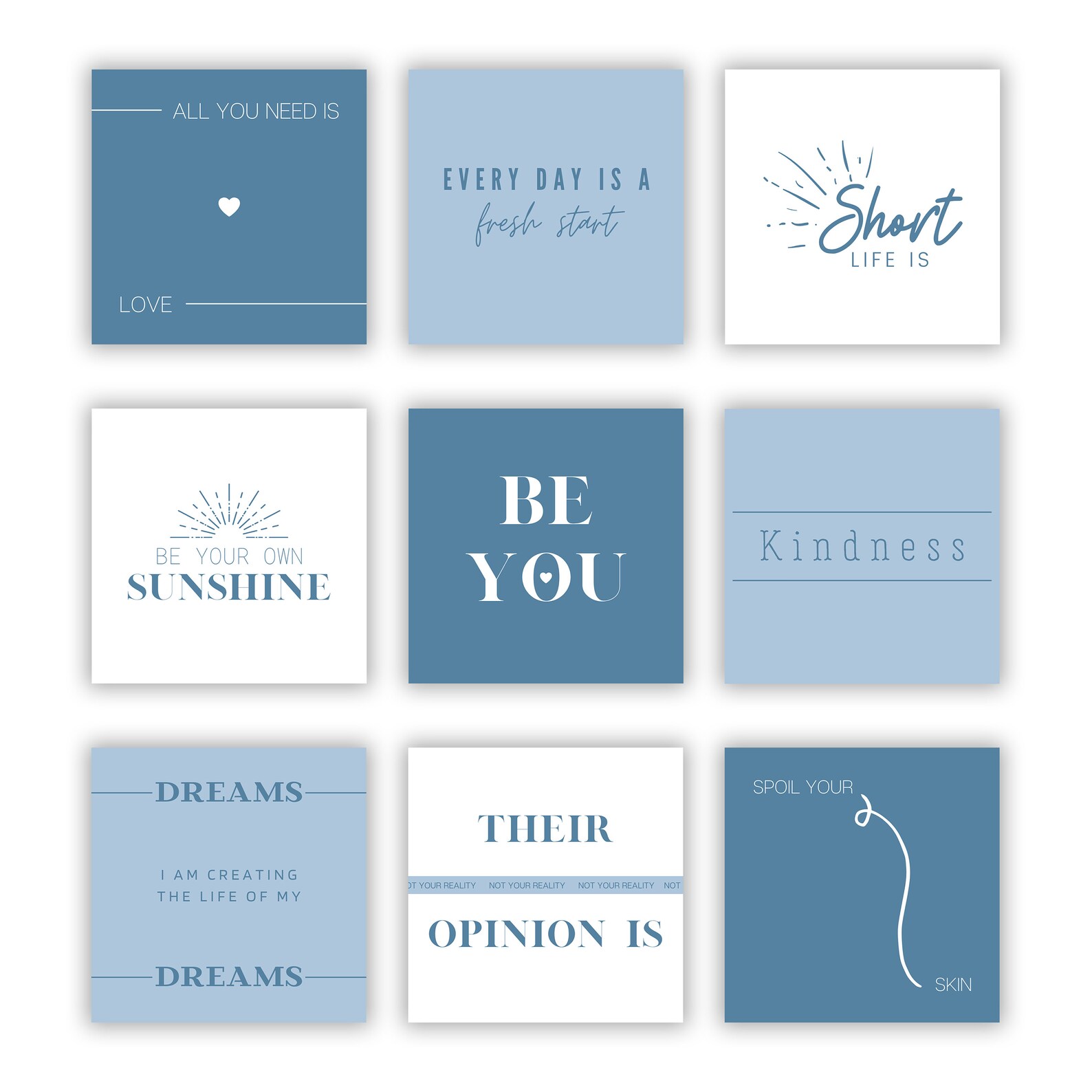 20 Blue Quotes Instagram Templates | Etsy