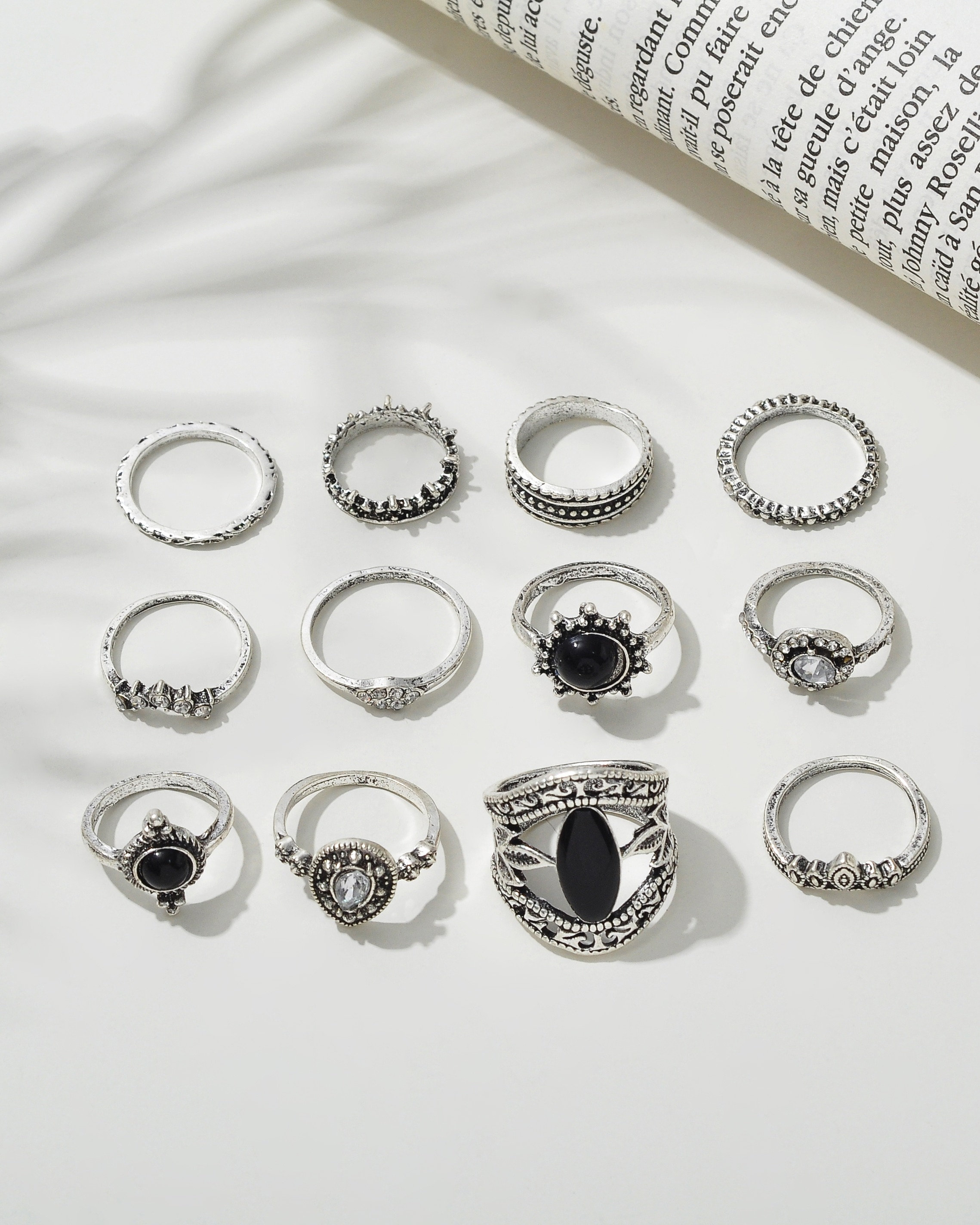 12 Pcs Stackable Silver Rings Set. Boho Trendy Rings Set. Knuckle Ring ...