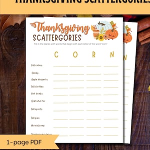 Thanksgiving Scattergories Ice Breaker Games, Friendsgiving Game Family ...