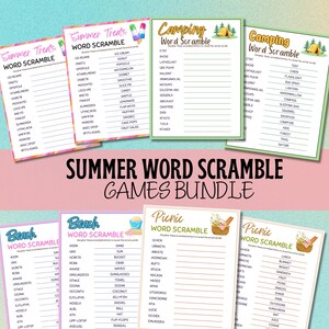 Summer Word Scramble Camping Activities, Summer Words Printable Pool ...