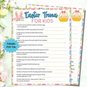 Easter Trivia Game Easter Party Game, Spring Trivia Easter Puzzle, Palm ...