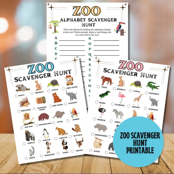 Zoo Scavenger Hunt Bundle Printable Family Zoo Trip Activity Digital ...
