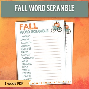 Fall Word Scramble Printable | Kids Word Scramble PDF | Autumn Words ...