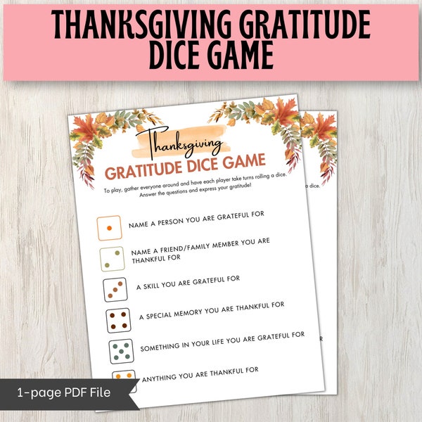 Gratitude Dice Game - Etsy