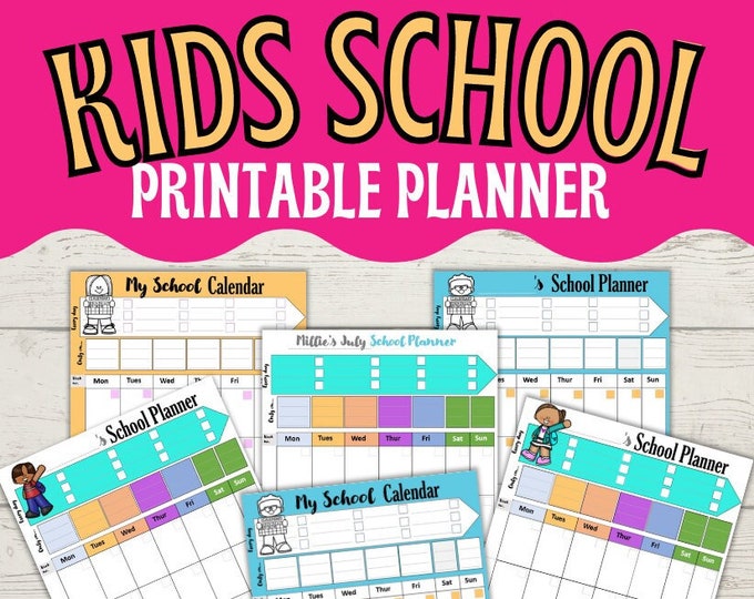 Printable Kids School Planner | Digital Download & Editable | Calendar ...