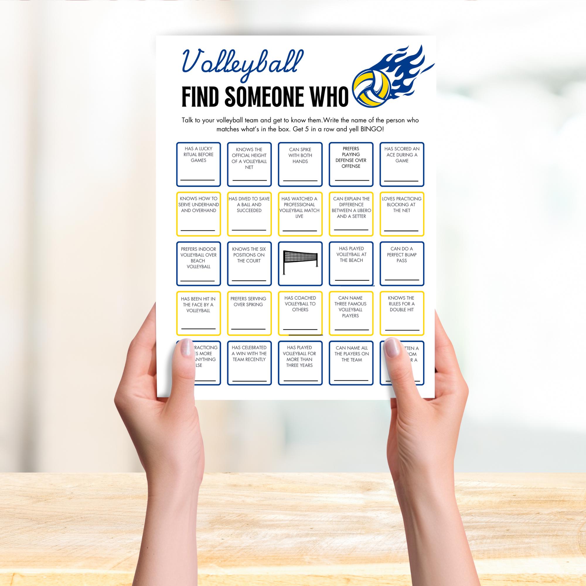 Volleyball Find Someone Who, Volleyball Team Building Games, Volleyball ...