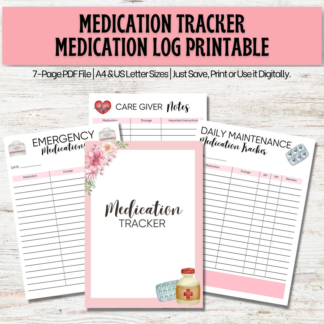 Medication Tracker Printable Medication Log | Daily Medication Log Pill ...