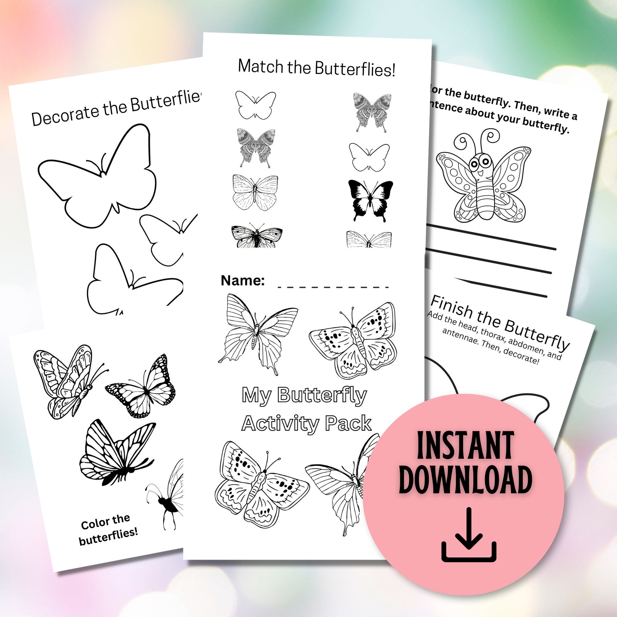 Butterfly Spring Busy Book, Montessori Spring Butterfly Coloring ...