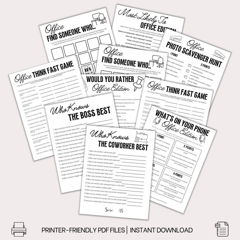 Team Building Games for Work Bundle, Retirement Games Coworker Bingo ...