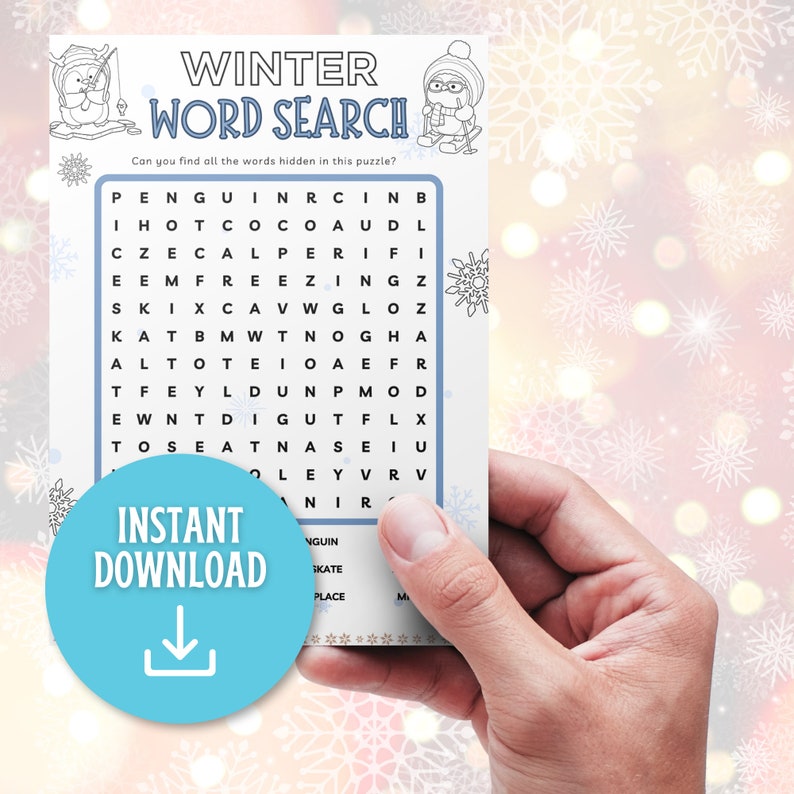 Winter Word Search Coloring Page, Winter Activities for Kids, Winter ...