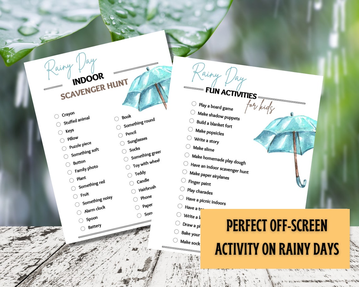 Fillable Rainy Day Indoor Scavenger Hunt Indoor Activities - Etsy