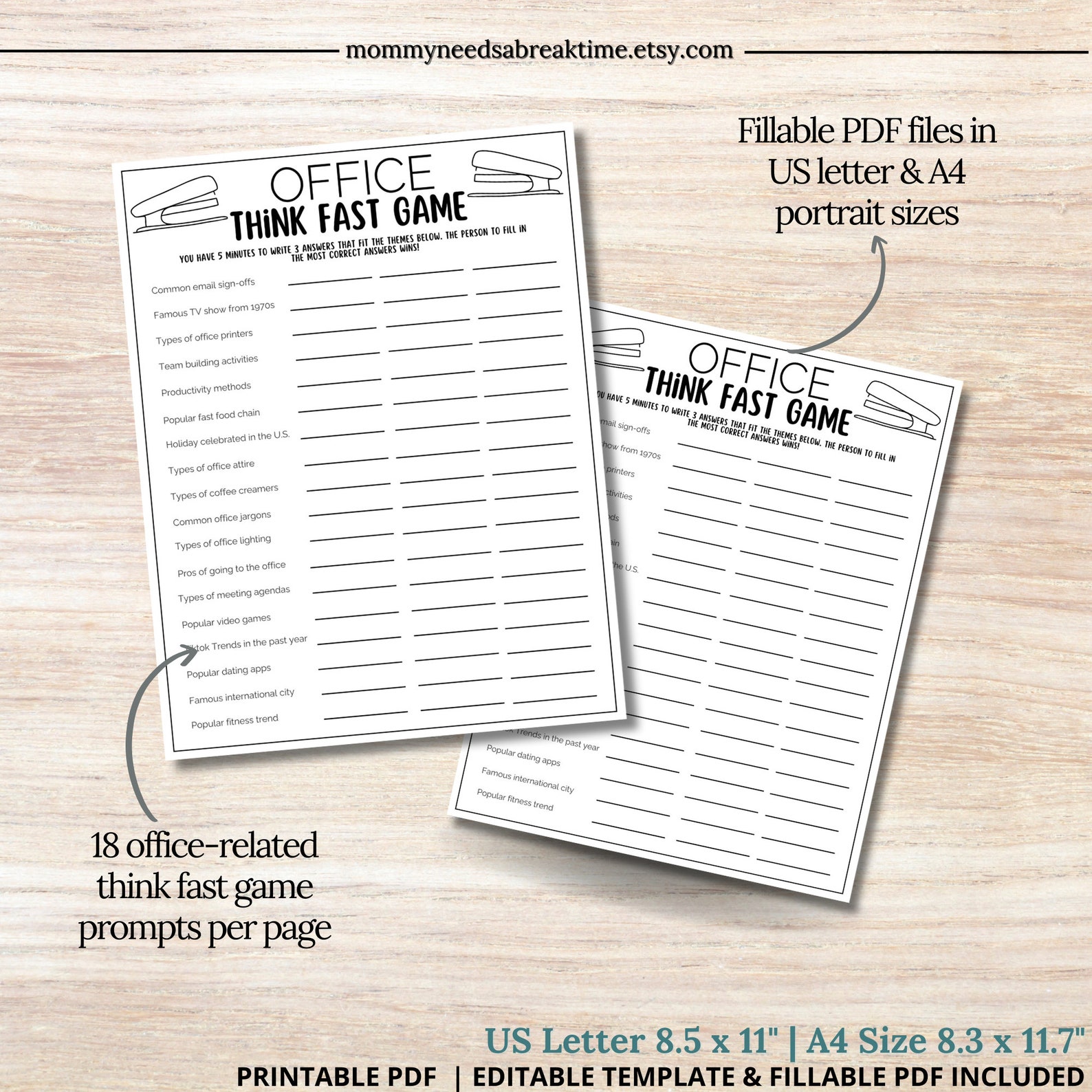 Office Think Fast Game Team Building Games, Coworker Games Workplace ...