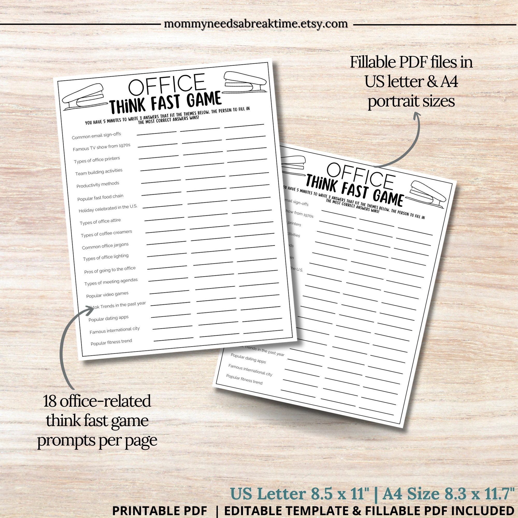 Office Think Fast Game Team Building Games, Coworker Games Workplace ...