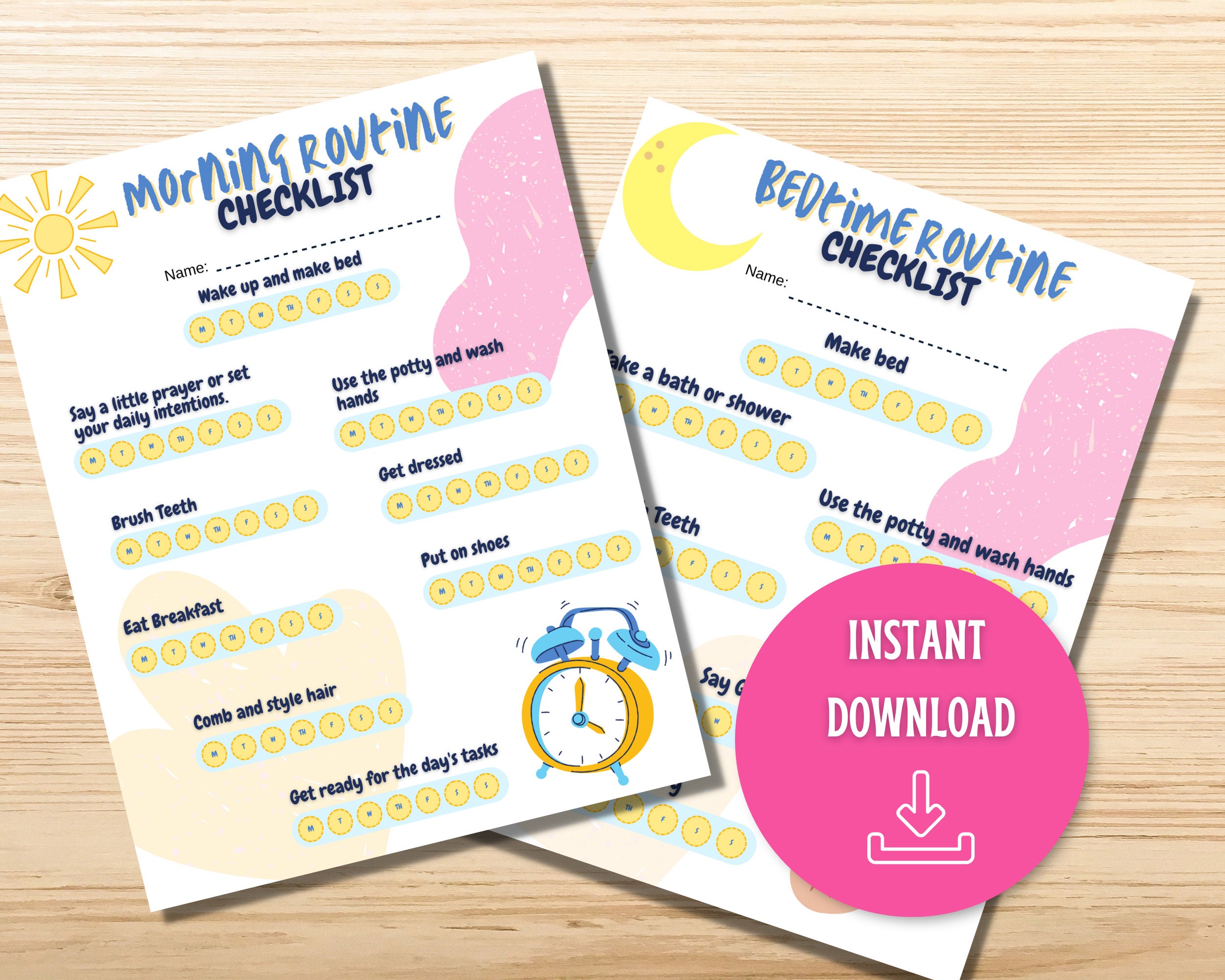 Kids Morning Routine Bedtime Checklist, Editable Morning Evening ...