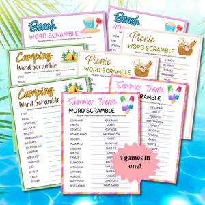 Summer Word Scramble Camping Activities, Summer Words Printable Pool ...