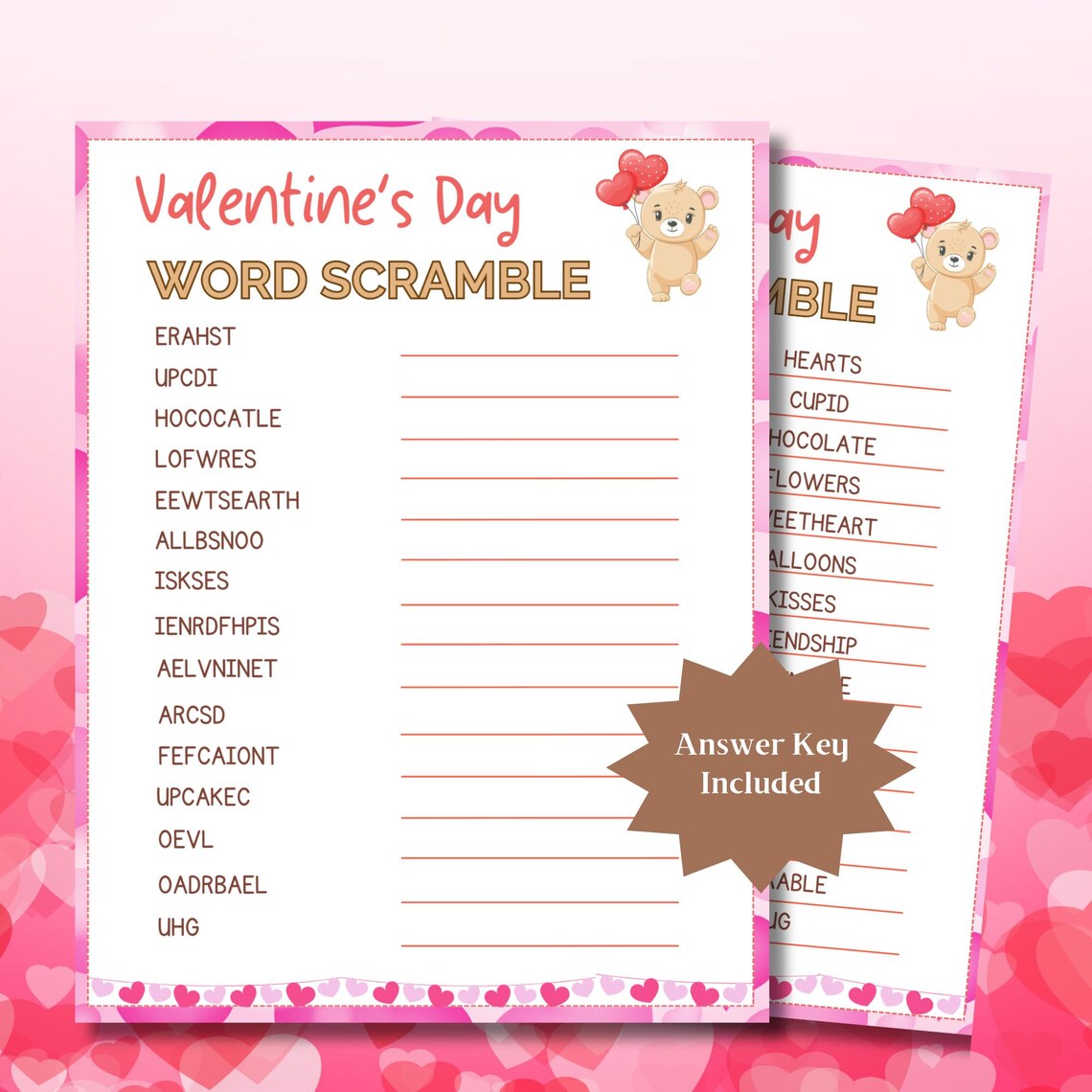 Valentines Day Word Scramble, Classroom Valentines, Valentines Day ...