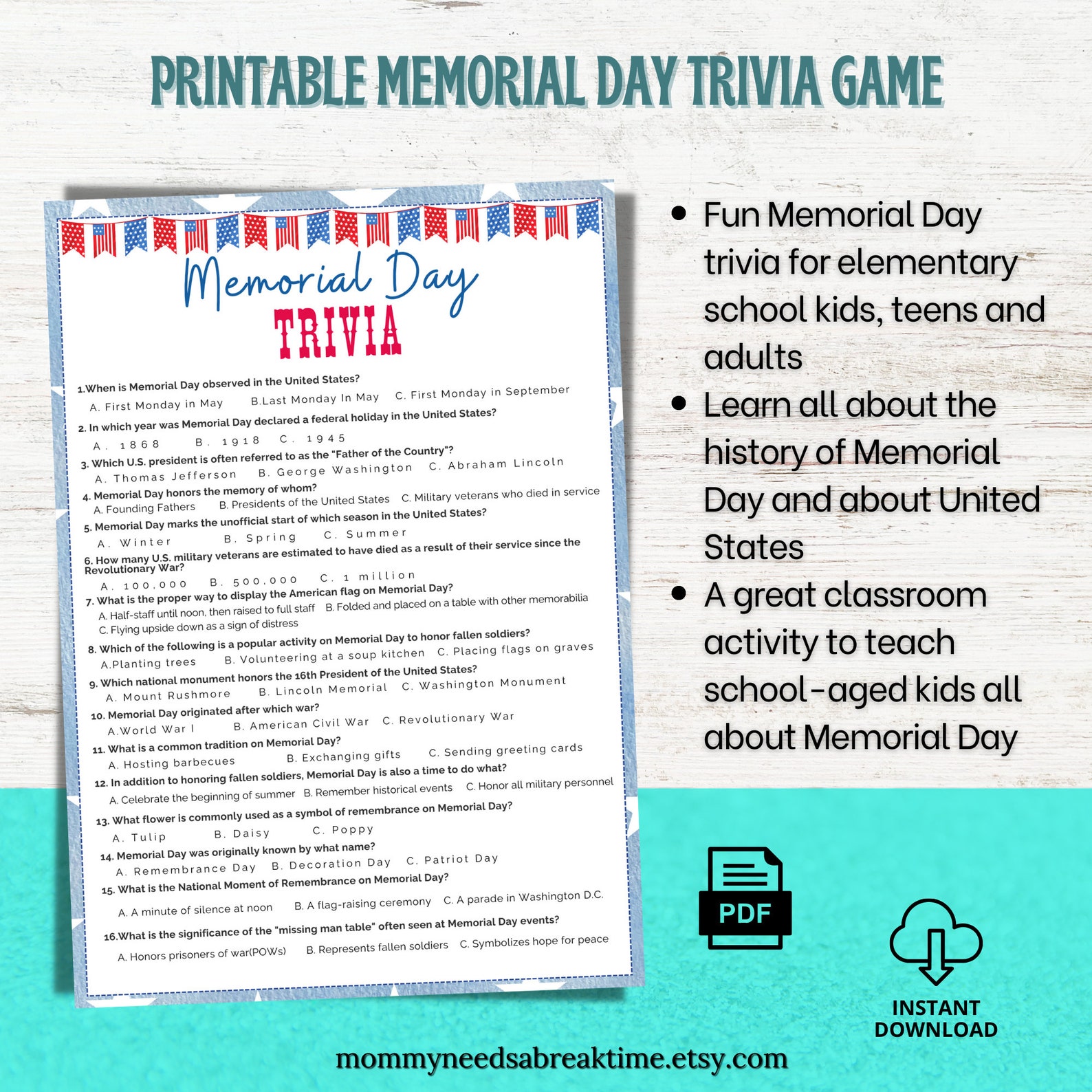 Memorial Day Trivia American Trivia | Memorial Day Games 4th of July ...