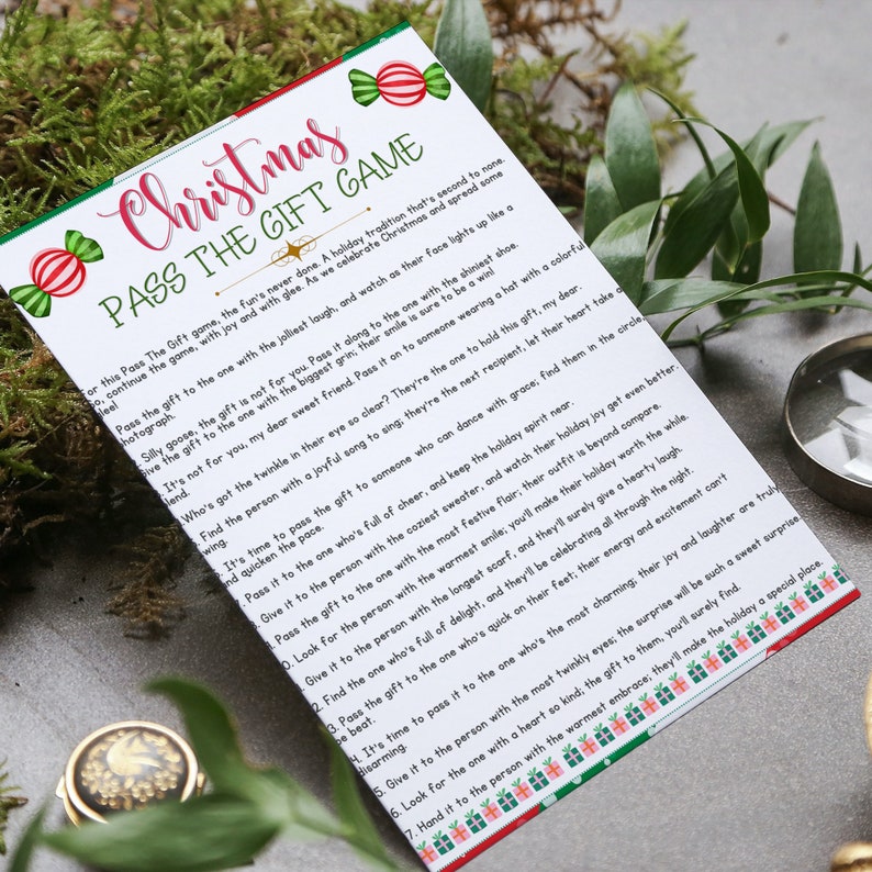 Christmas Pass the Gift Game, Christmas Left Right Game Friendsmas ...