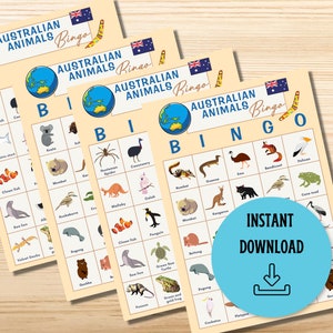 Australian Animals Bingo for Kids, Australia Animal Bingo Cards ...