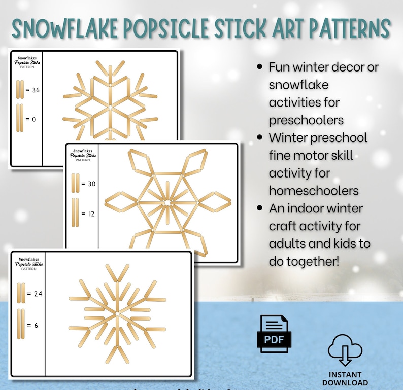 Snowflakes Popsicle Stick Art, Wooden Snowflakes Snowflake Favors ...