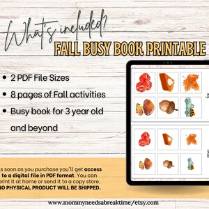 Preschool Busy Book Printable Fall Themed | Montessori Busy Book Pre K ...