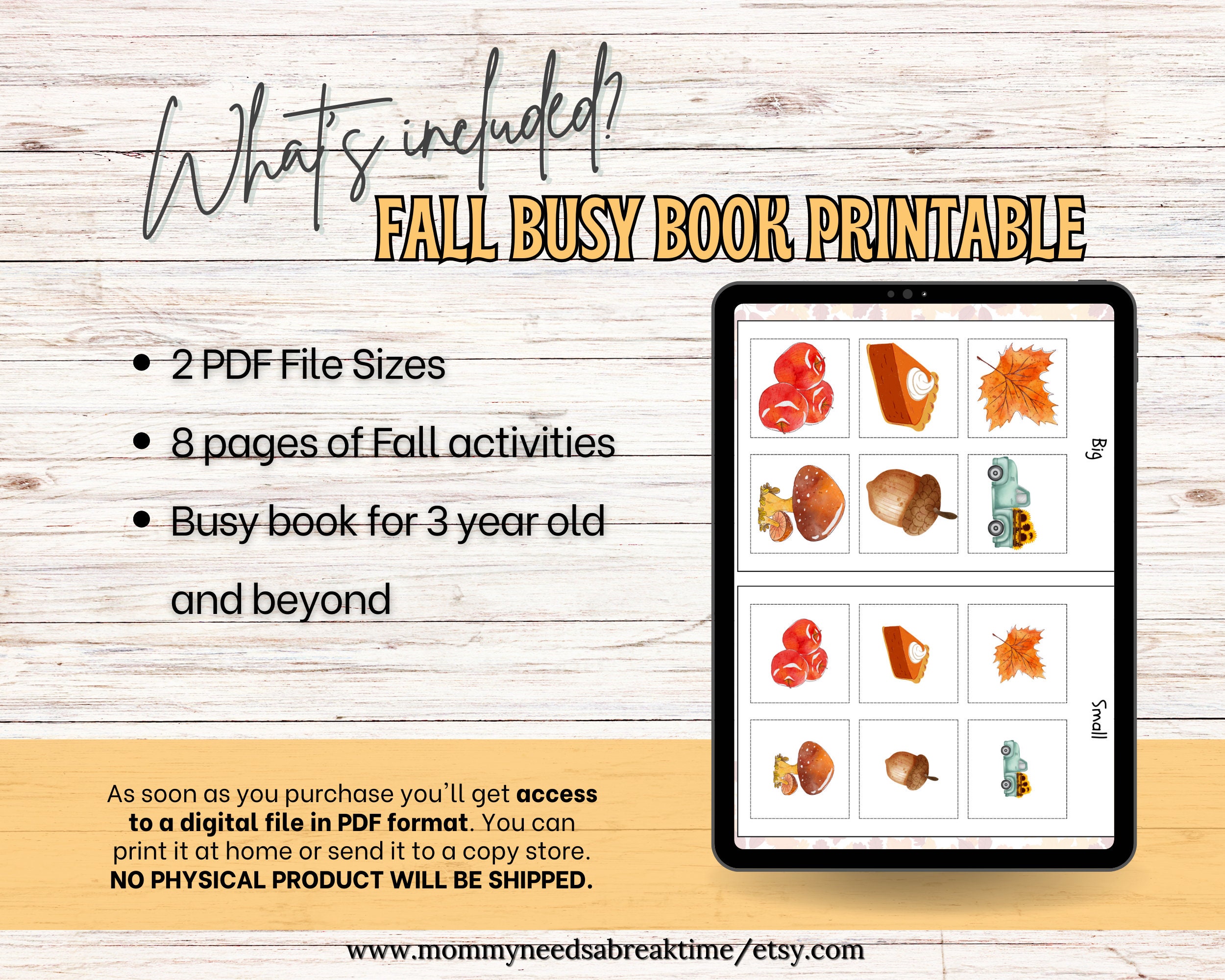 Preschool Busy Book Printable Fall Themed | Montessori Busy Book Pre K ...