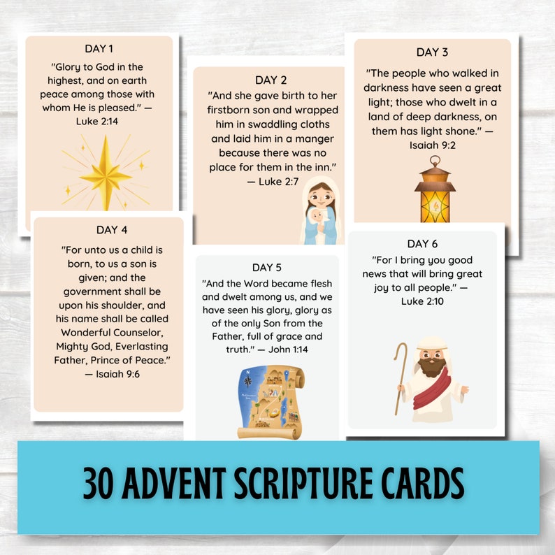 Advent Scripture Cards for Kids, Scripture Calendar Kids Advent ...