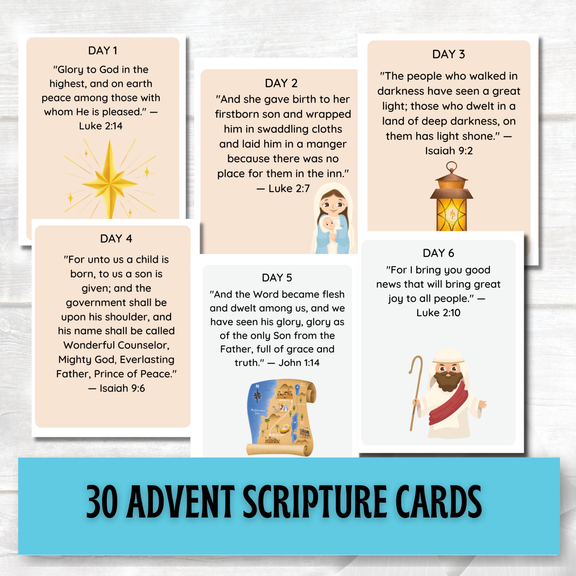 Advent Scripture Cards for Kids, Scripture Calendar Kids Advent ...