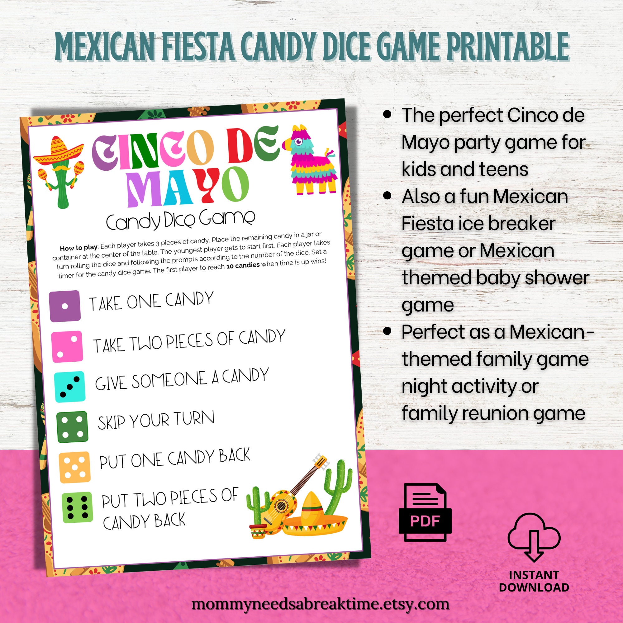 Cinco De Mayo Candy Dice Game, Cinco De Mayo Games Fiesta Ice Breaker ...