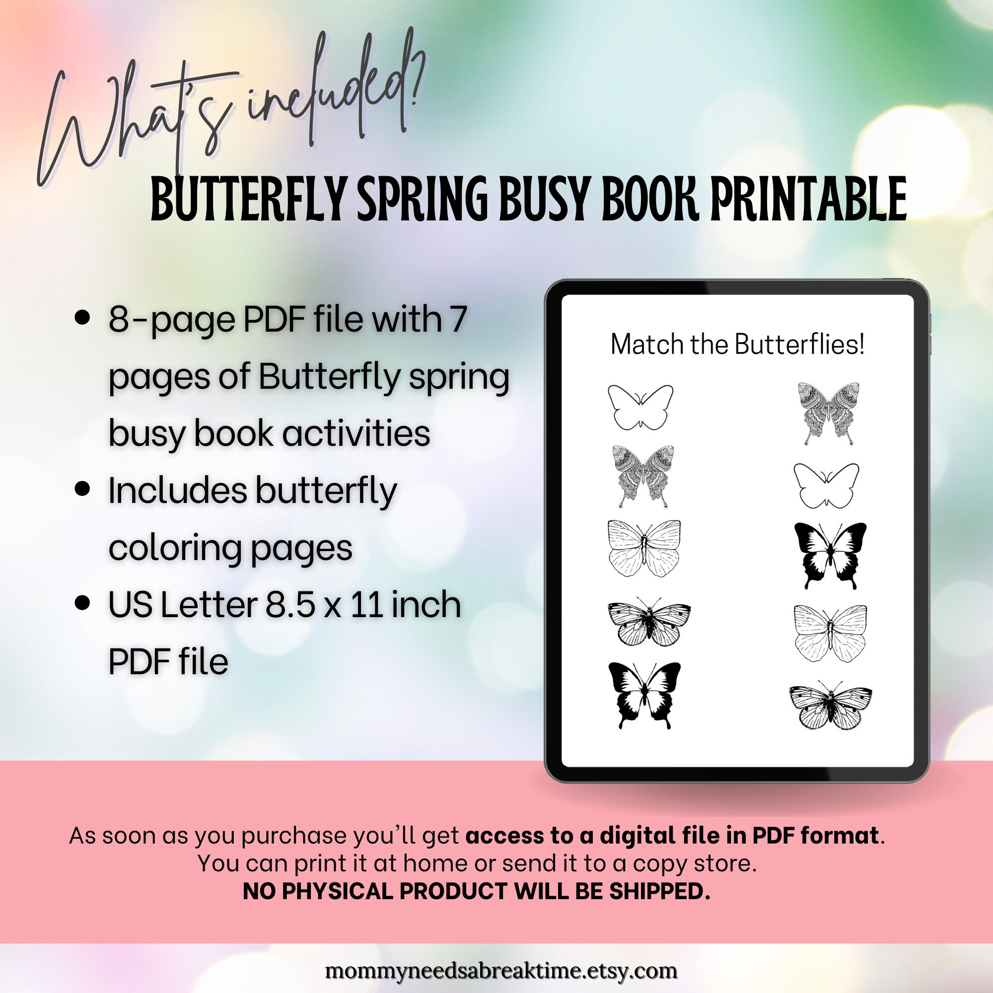 Butterfly Spring Busy Book, Montessori Spring Butterfly Coloring ...