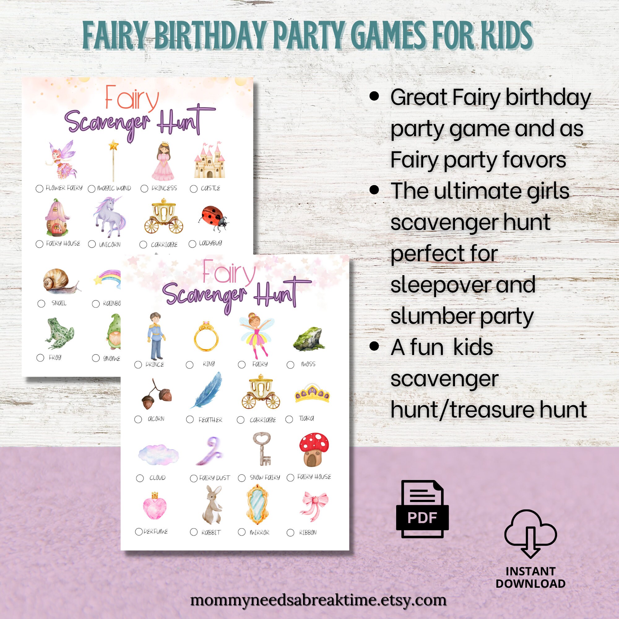 Fairy Scavenger Hunt Fairy Party Favors, Girls Scavenger Hunt Fairy ...