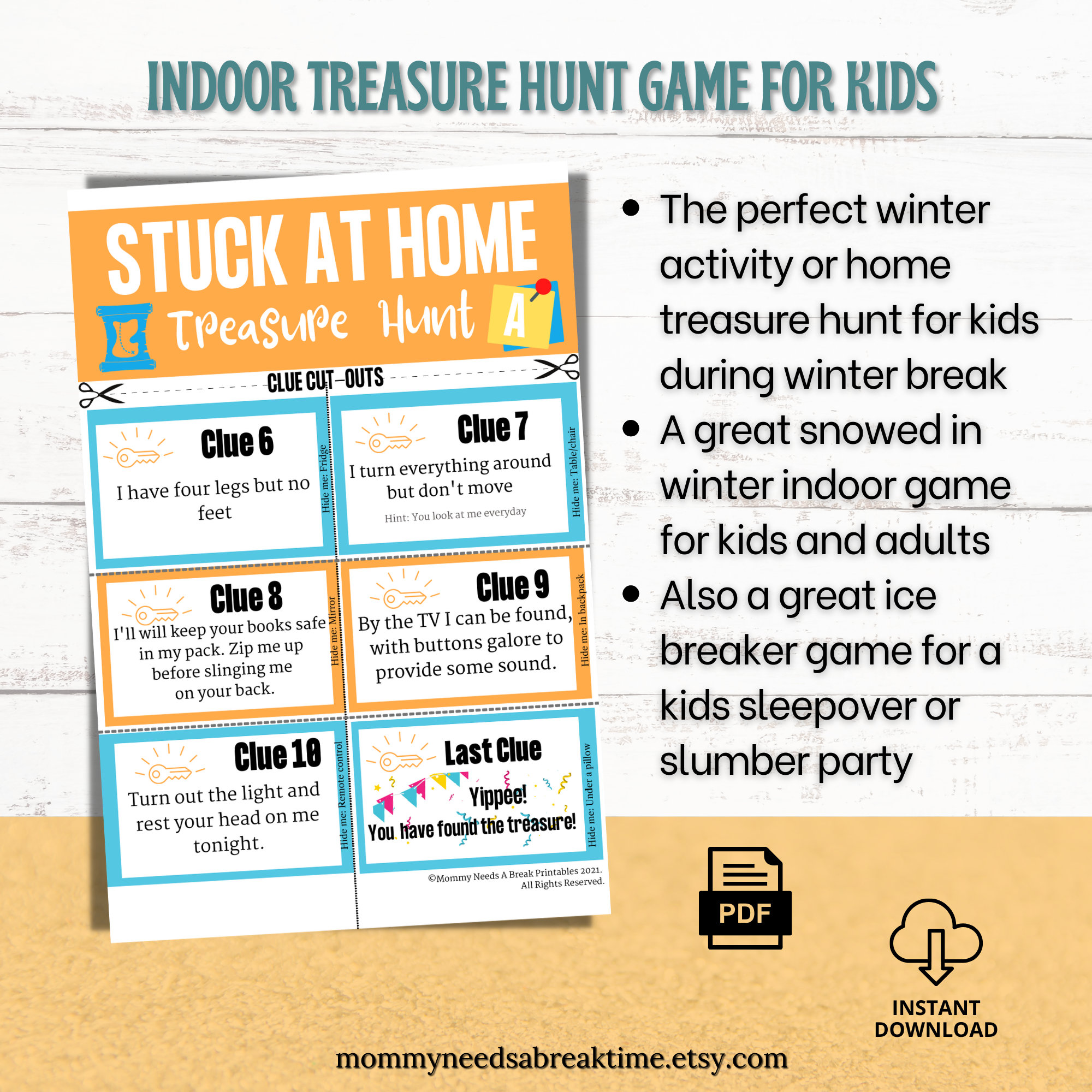 Stuck at Home Indoor Treasure Hunt | Indoor Scavenger Hunt Printable ...