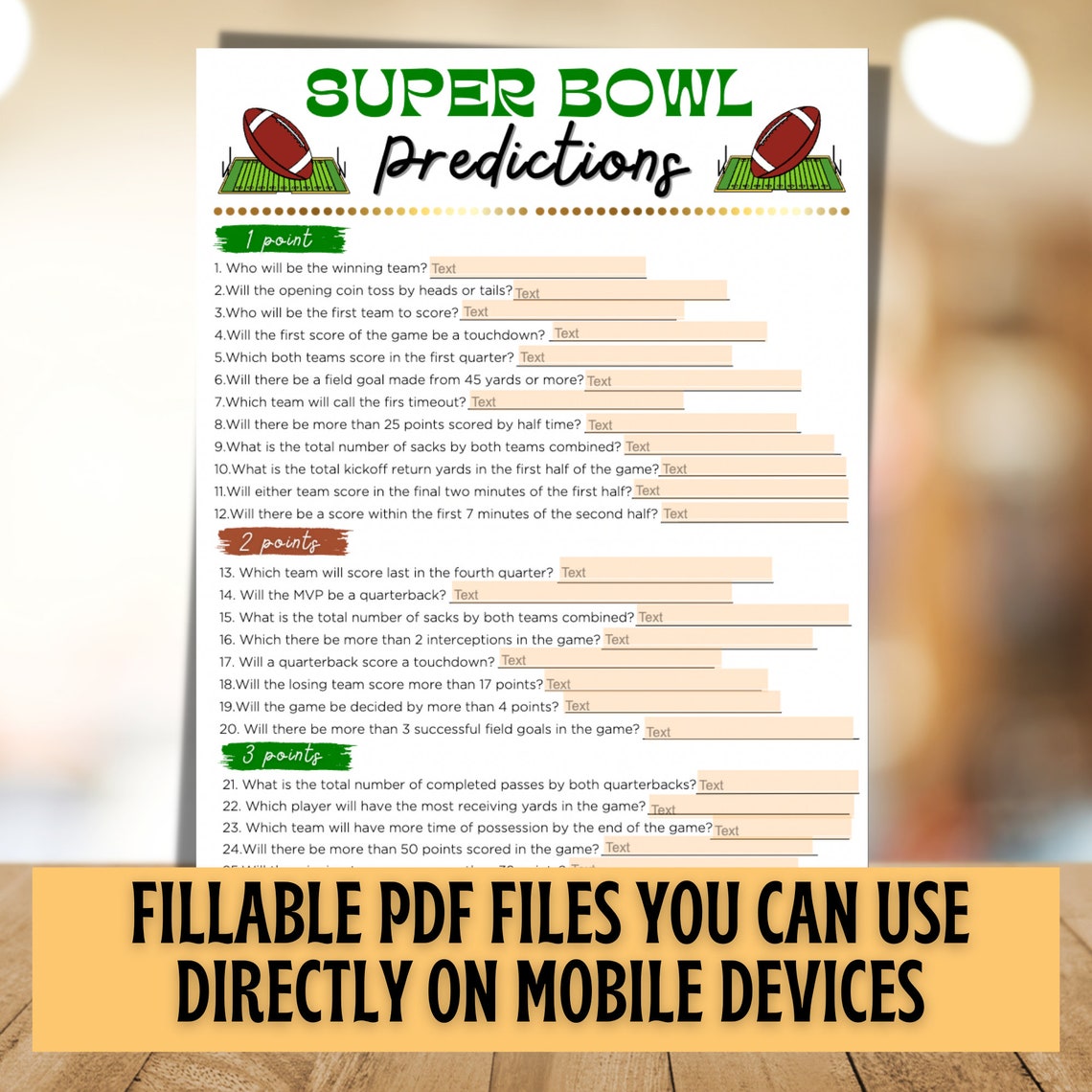 Superbowl Predictions Superbowl Party Games, Game Day Predictions ...